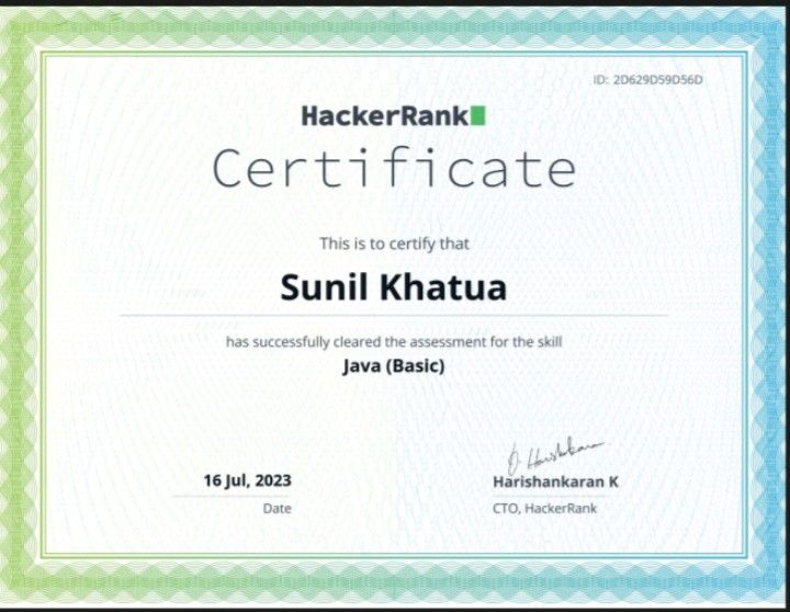 Sunil Khatua on LinkedIn: Archiving Java (Basic) Certificate Sunil Khatua on LinkedIn: Archiving Java (Basic) Certificate