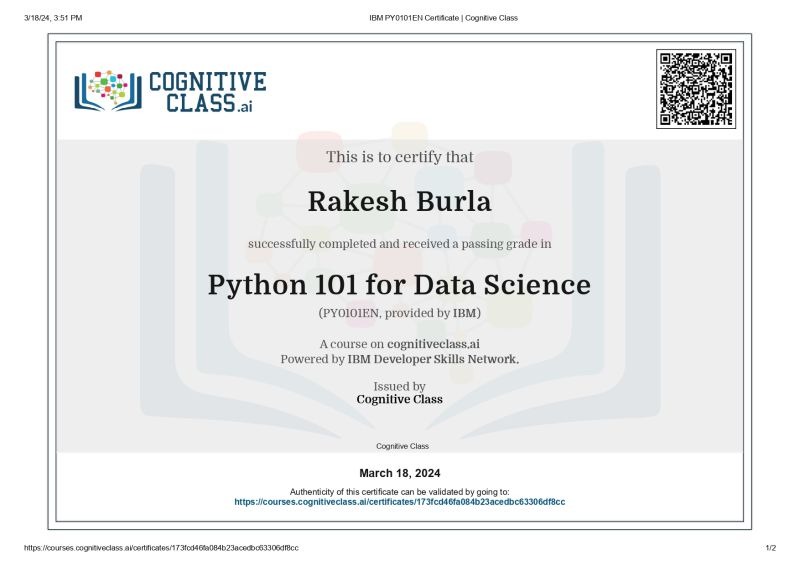 Rakesh Burla on LinkedIn: #python #datascience #ibm Rakesh Burla on LinkedIn: #python #datascience #ibm