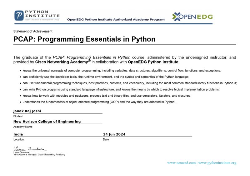 Janak Raj Joshi on LinkedIn: #python #programming #pcap #cisco #openedg ... Janak Raj Joshi on LinkedIn: #python #programming #pcap #cisco #openedg ...