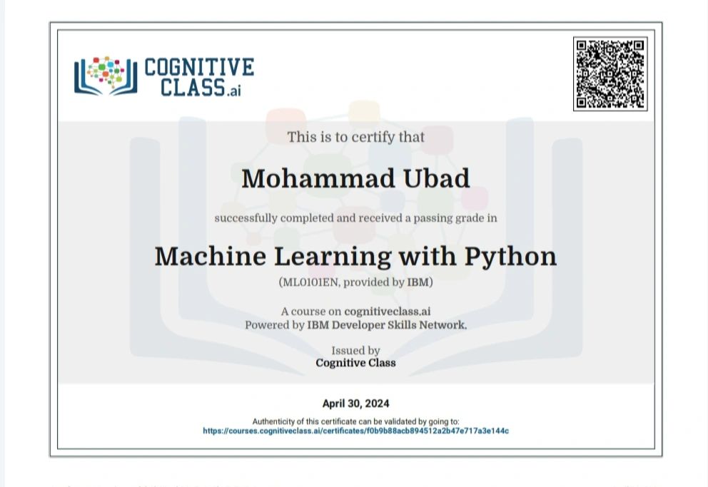 Mohammad Ubad on LinkedIn: #machinelearning #python #certified # ... Mohammad Ubad on LinkedIn: #machinelearning #python #certified # ...