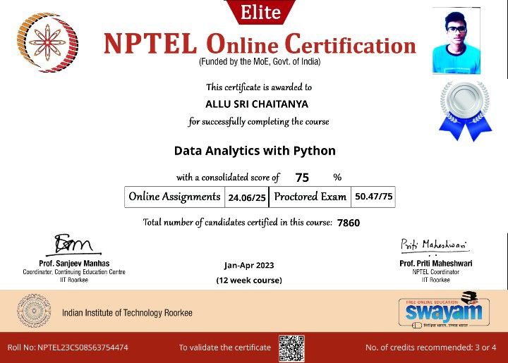 ALLU SRI CHAITANYA on LinkedIn: #nptel #dataanlytics #python ALLU SRI CHAITANYA on LinkedIn: #nptel #dataanlytics #python