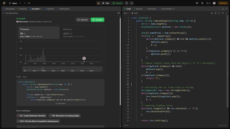 Resolved problem #402 on LeetCode | Rishu Kumar posted on the topic ... Resolved problem #402 on LeetCode | Rishu Kumar posted on the topic ...