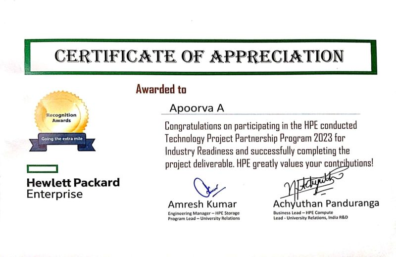 Apoorva A on LinkedIn: #internship #hpe #intern Apoorva A on LinkedIn: #internship #hpe #intern