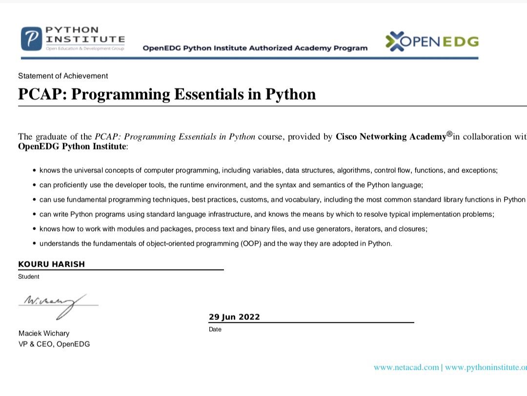Harish Kouru on LinkedIn: #ciscocertification #programming #python Harish Kouru on LinkedIn: #ciscocertification #programming #python