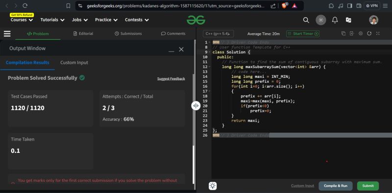 Rupayan Sen on LinkedIn: Today I solved Kadane's Algorithm in ... Rupayan Sen on LinkedIn: Today I solved Kadane's Algorithm in ...