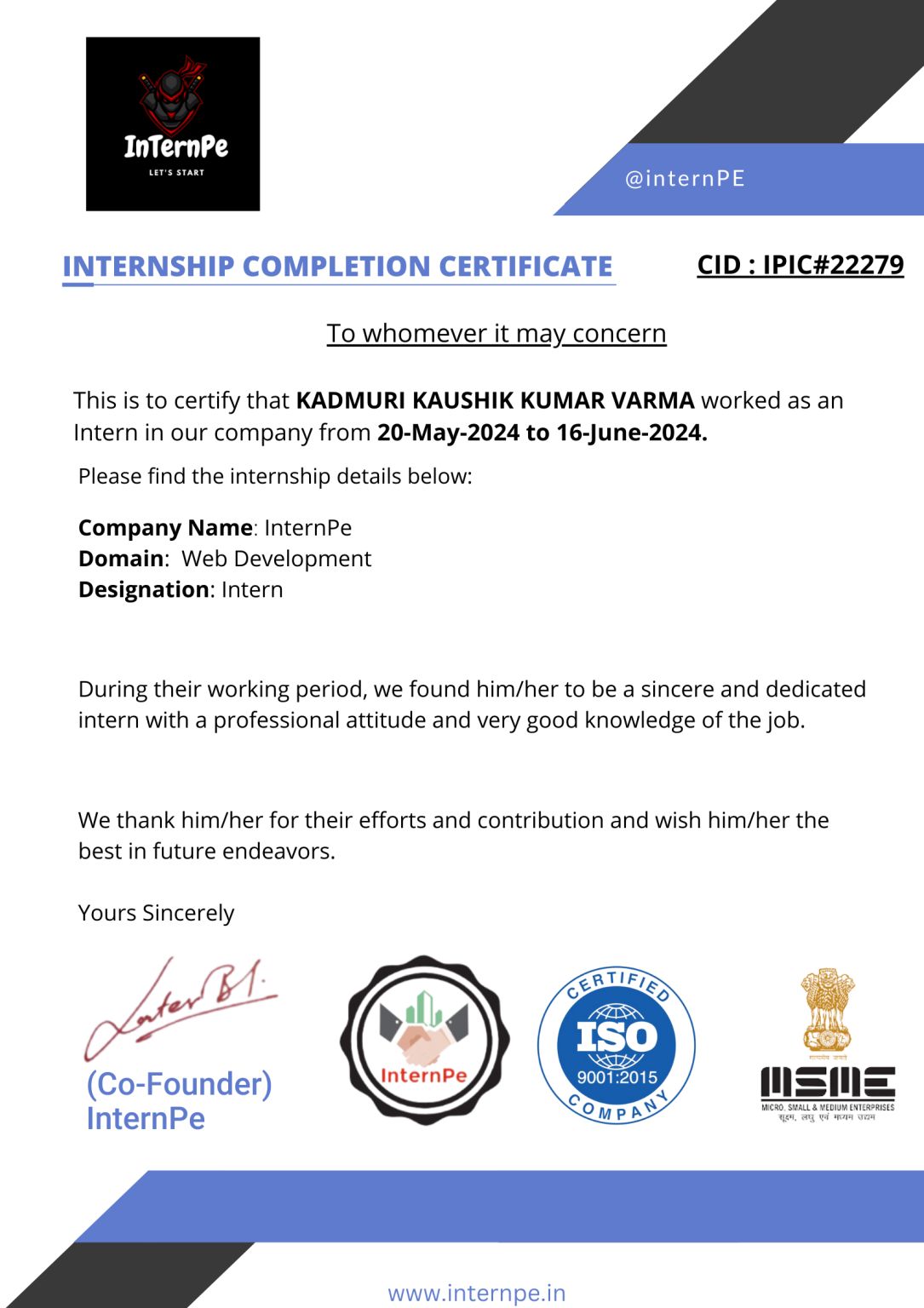 Kaushik Kumar Varma on LinkedIn: #internship #webdevelopment Kaushik Kumar Varma on LinkedIn: #internship #webdevelopment