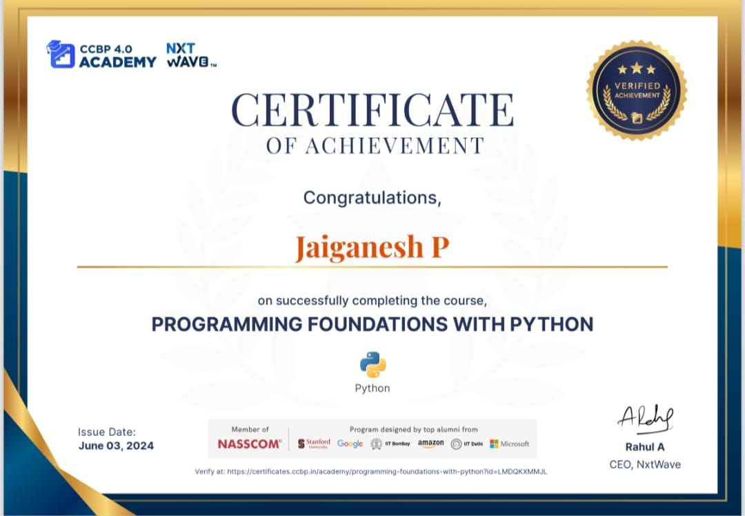Jai Ganesh on LinkedIn: #nxtwave #ccbp #coding #pythonprogramming # ... Jai Ganesh on LinkedIn: #nxtwave #ccbp #coding #pythonprogramming # ...