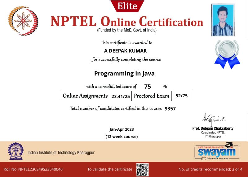 A Deepak Kumar on LinkedIn: #java #programming #nptel #iitkharagpur # ... A Deepak Kumar on LinkedIn: #java #programming #nptel #iitkharagpur # ...