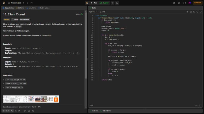 How I solved 3Sum Closest | /G\ Harvey Samuel II posted on the topic ... How I solved 3Sum Closest | /G\ Harvey Samuel II posted on the topic ...