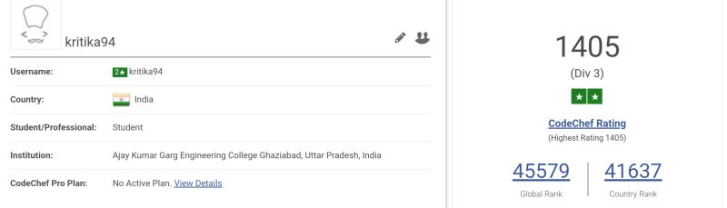 Kritika Agrawal on LinkedIn: #codingjourney #codechef #problemsolving # ... Kritika Agrawal on LinkedIn: #codingjourney #codechef #problemsolving # ...