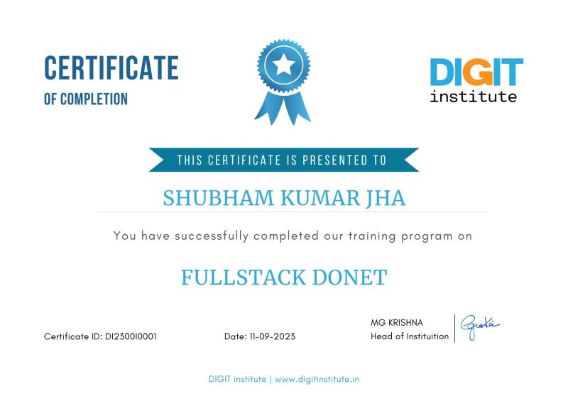 Shubham Kumar Jha on LinkedIn: #digitinstitute Shubham Kumar Jha on LinkedIn: #digitinstitute