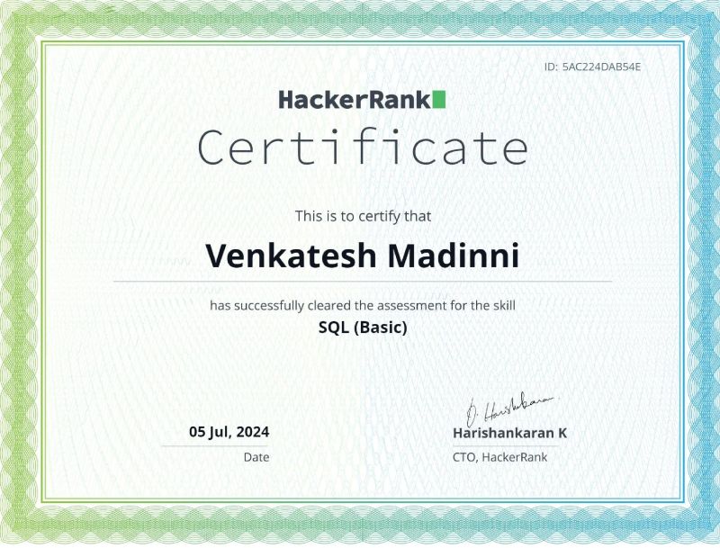 VENKATESH MADINNI on LinkedIn: #sql #certification #learning #hackerrank VENKATESH MADINNI on LinkedIn: #sql #certification #learning #hackerrank