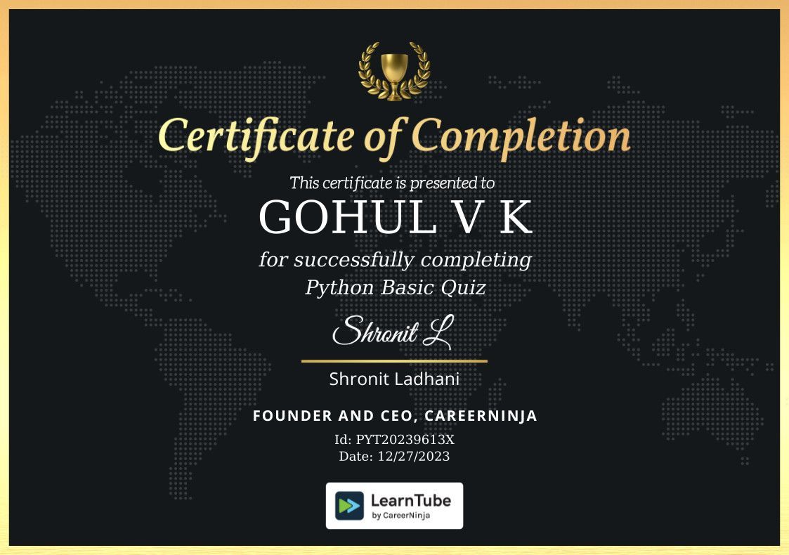 Gohul V K on LinkedIn: #python #programming #learntube Gohul V K on LinkedIn: #python #programming #learntube