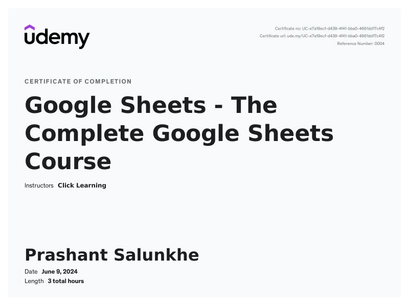 Prashant Salunkhe on LinkedIn: #udemy #googlesheet Prashant Salunkhe on LinkedIn: #udemy #googlesheet