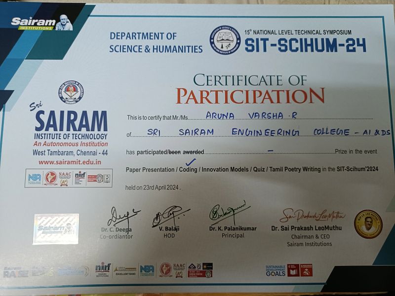 Aruna Varsha R on LinkedIn: #sitschum24 #techsymposium #codingevent # ... Aruna Varsha R on LinkedIn: #sitschum24 #techsymposium #codingevent # ...
