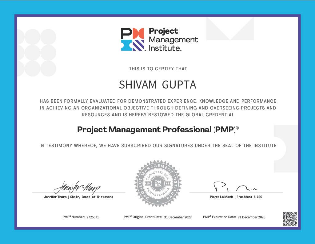 Shivam Gupta on LinkedIn: #pmp #gratitude #careermilestone | 28 comments Shivam Gupta on LinkedIn: #pmp #gratitude #careermilestone | 28 comments