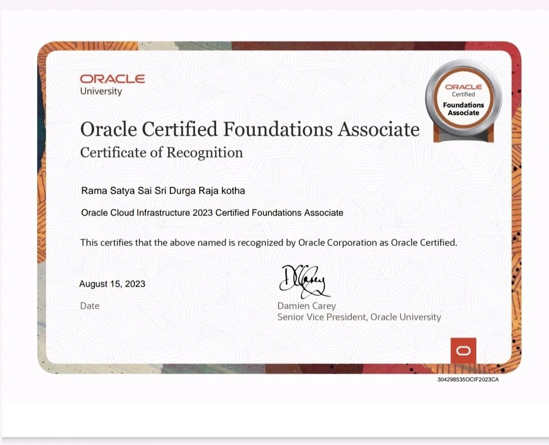 Raja kotha on LinkedIn: #oraclefoundationsassociate #oracleuniversity # ... Raja kotha on LinkedIn: #oraclefoundationsassociate #oracleuniversity # ...