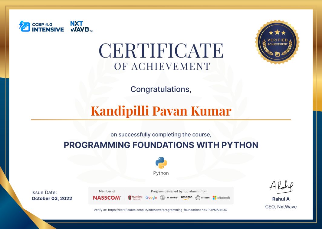 Pavan Kumar Kandipilli on LinkedIn: #nxtwaveccbp #pythonprogramming Pavan Kumar Kandipilli on LinkedIn: #nxtwaveccbp #pythonprogramming