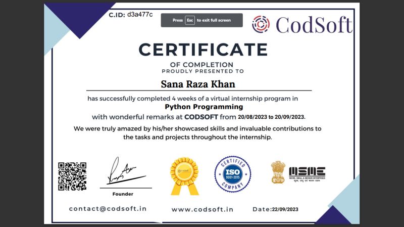 Sana Raza Khan on LinkedIn: #pythonprogramming #internshipopportunity # ... Sana Raza Khan on LinkedIn: #pythonprogramming #internshipopportunity # ...