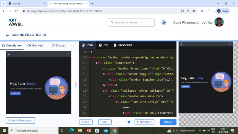 Jothika B on LinkedIn: #day14 #30daysofcode #nxtwave #progress #ccbp # ... Jothika B on LinkedIn: #day14 #30daysofcode #nxtwave #progress #ccbp # ...