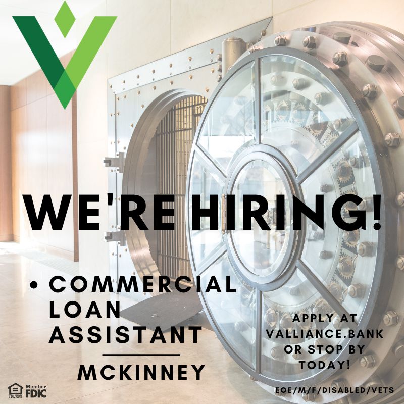 Valliance Bank on LinkedIn: Join the Valliance team! McKinney, send us ... Valliance Bank on LinkedIn: Join the Valliance team! McKinney, send us ...