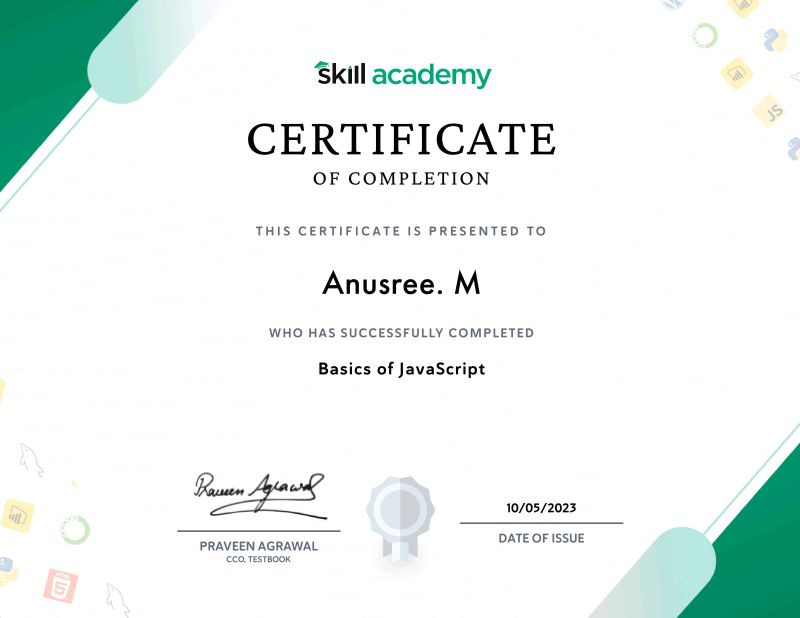 Anusree M on LinkedIn: #javascript #skillacademy Anusree M on LinkedIn: #javascript #skillacademy