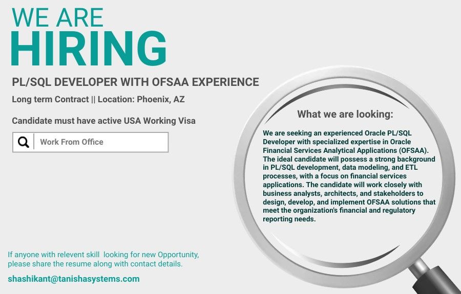 Shashikant Gupta on LinkedIn: Hiring!! Job Role : Oracle PL/SQL ... Shashikant Gupta on LinkedIn: Hiring!! Job Role : Oracle PL/SQL ...