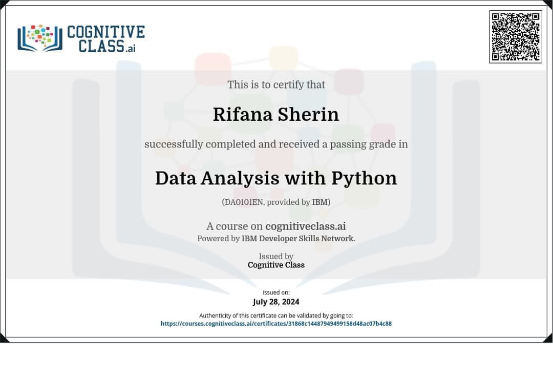 Rifana Sherin on LinkedIn: #dataanalysis #python #ibm #cognitiveclass # ... Rifana Sherin on LinkedIn: #dataanalysis #python #ibm #cognitiveclass # ...