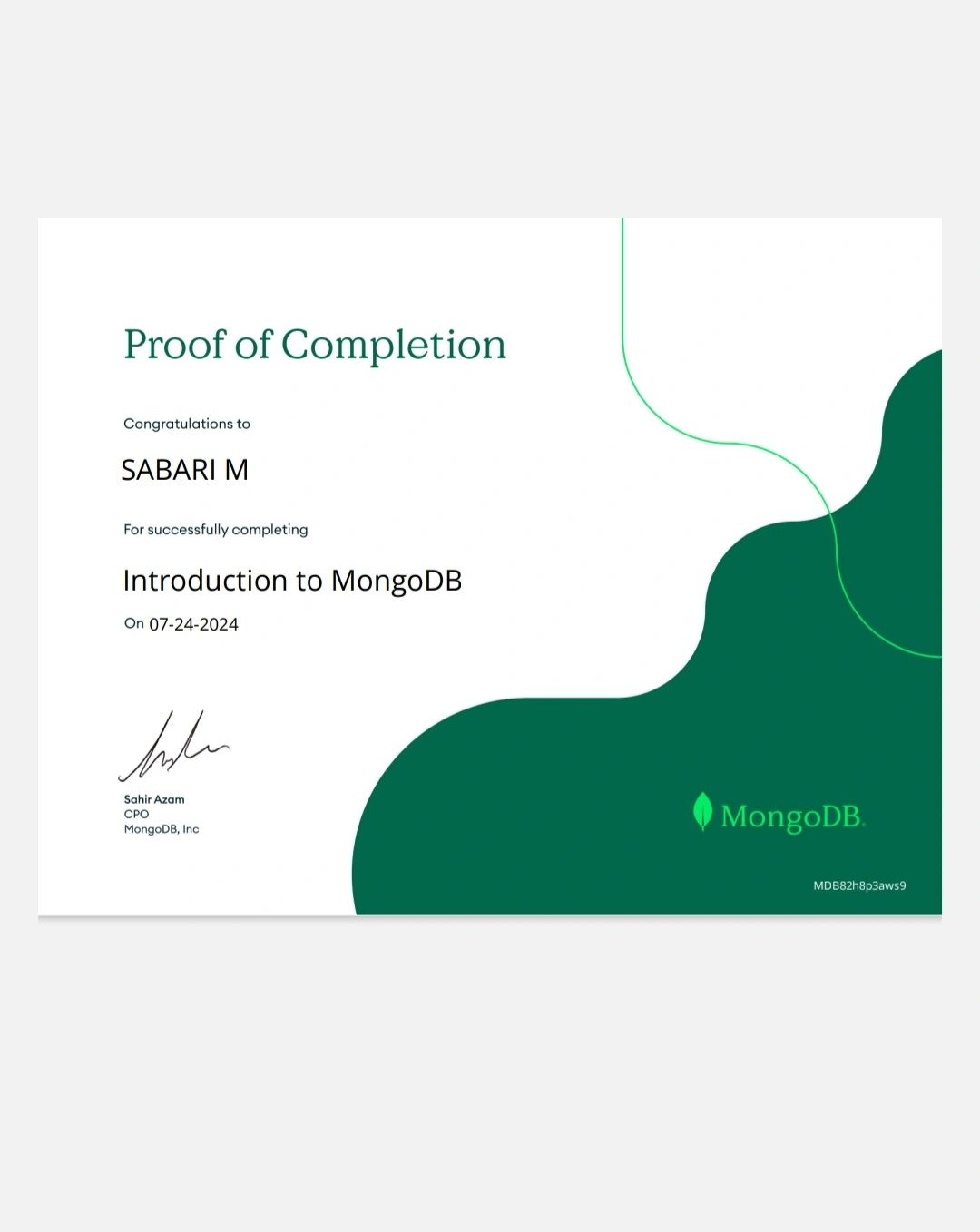 Sabari Murthy on LinkedIn: #ict #mongodb #database #certification Sabari Murthy on LinkedIn: #ict #mongodb #database #certification