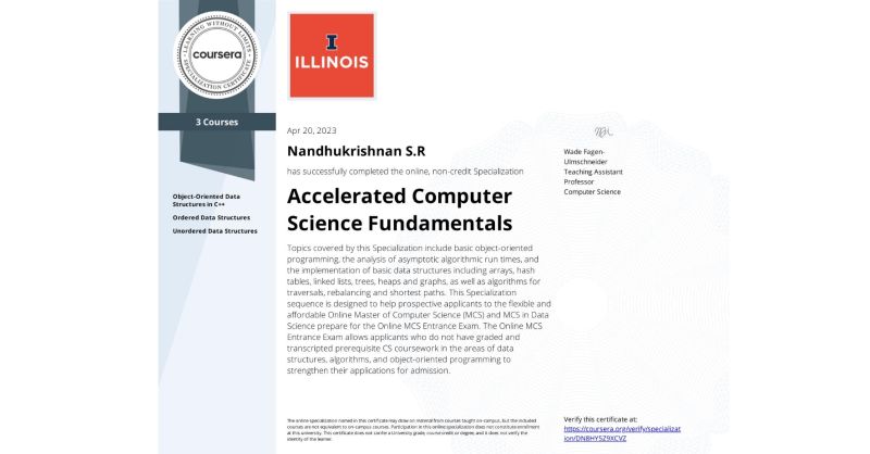 NANDHUKRISHNAN S R on LinkedIn: Completed Accelerated Computer Science ... NANDHUKRISHNAN S R on LinkedIn: Completed Accelerated Computer Science ...