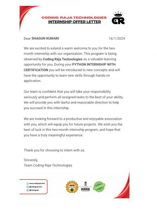 Shagun Shota on LinkedIn: @codingraja Shagun Shota on LinkedIn: @codingraja