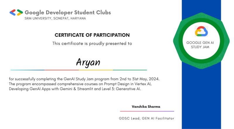 Aryan Verma on LinkedIn: #gdsc #genai #learning #ai Aryan Verma on LinkedIn: #gdsc #genai #learning #ai