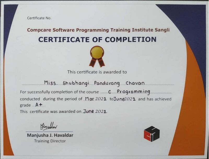 Shubhangi Chavan on LinkedIn: #certification #codingskills # ... Shubhangi Chavan on LinkedIn: #certification #codingskills # ...