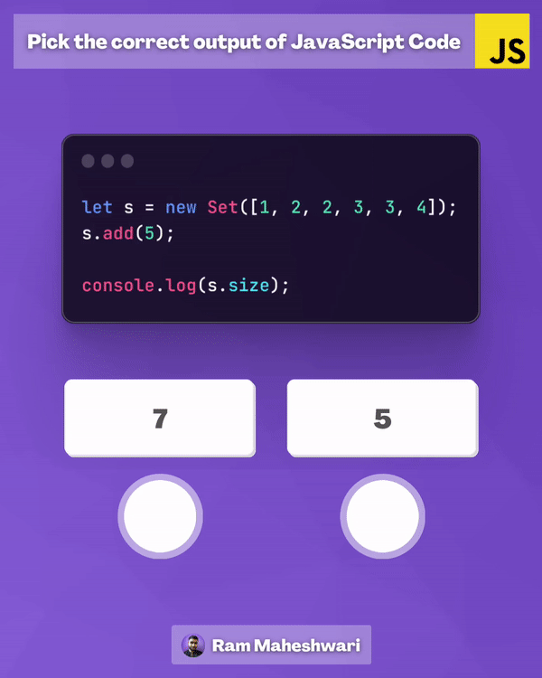 Ram Maheshwari ♾️ on LinkedIn: #jsquizbyram #html #css #javascript ... Ram Maheshwari ♾️ on LinkedIn: #jsquizbyram #html #css #javascript ...