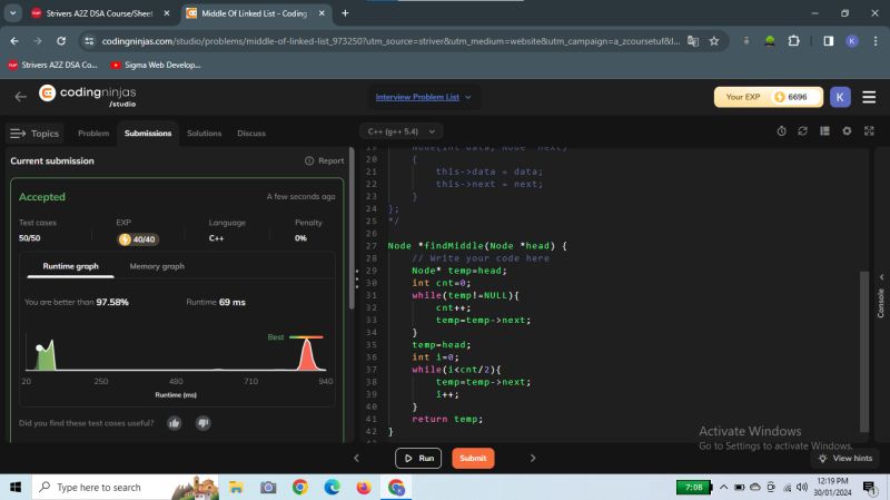 Kalki Dang on LinkedIn: Just Solved Middle of a linked list Kalki Dang on LinkedIn: Just Solved Middle of a linked list