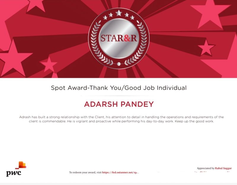 ADARSH PANDEY on LinkedIn: #award #pwclife #communityofsolvers #pwcproud ADARSH PANDEY on LinkedIn: #award #pwclife #communityofsolvers #pwcproud