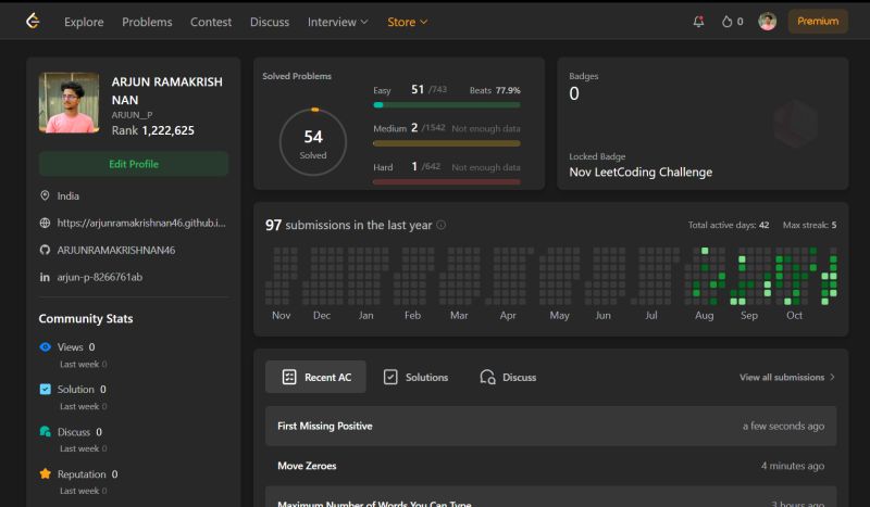 My MERN Stack coding journey on LeetCode | ARJUN P posted on the topic ... My MERN Stack coding journey on LeetCode | ARJUN P posted on the topic ...