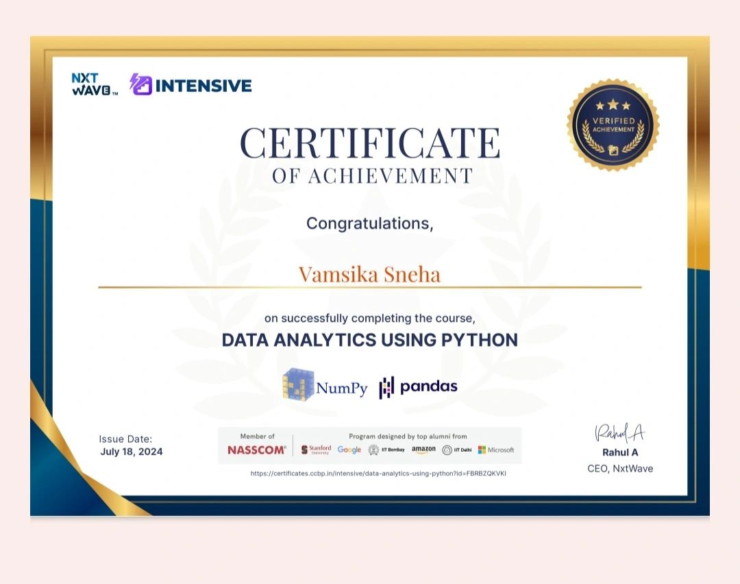 Vamsika Sneha on LinkedIn: #nxtwave #ccbp #dataanalytics #python | 12 ... Vamsika Sneha on LinkedIn: #nxtwave #ccbp #dataanalytics #python | 12 ...