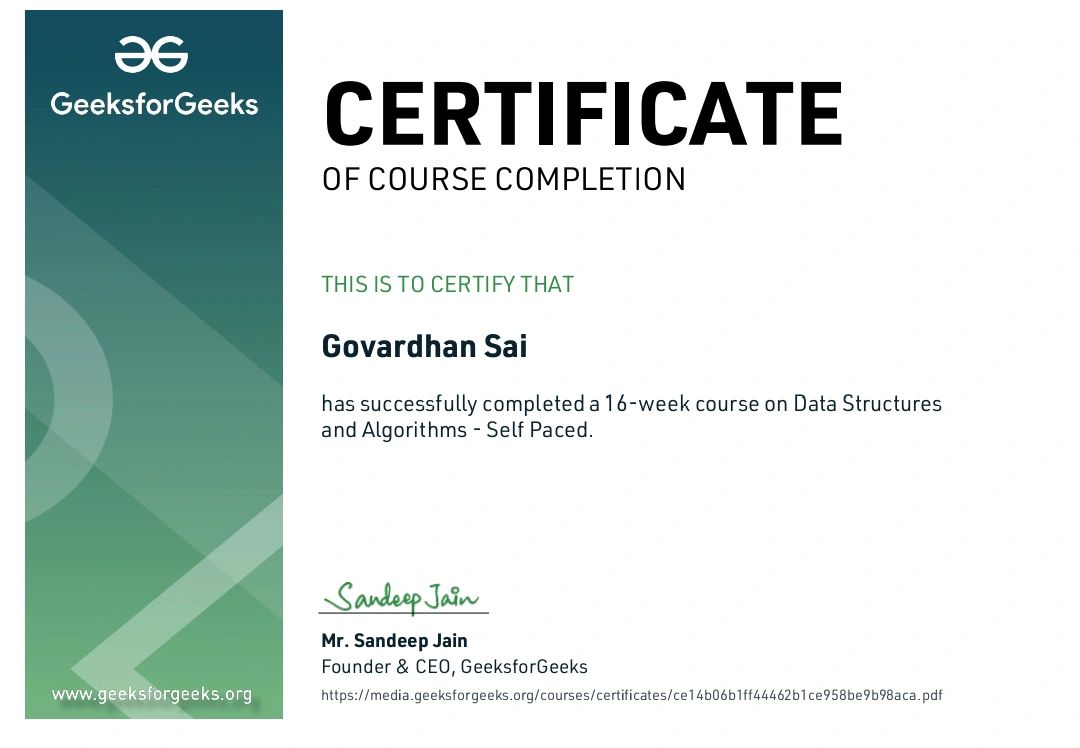 Govardhan Sai on LinkedIn: #geeksforgeeks #dsa #datastructures # ... Govardhan Sai on LinkedIn: #geeksforgeeks #dsa #datastructures # ...