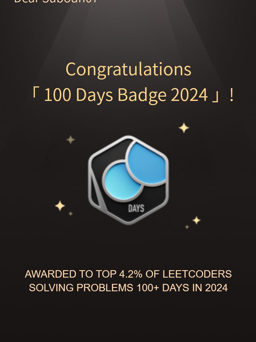 Subodh Kangale on LinkedIn: #leetcode #100daysofcode #achievementunlocked Subodh Kangale on LinkedIn: #leetcode #100daysofcode #achievementunlocked