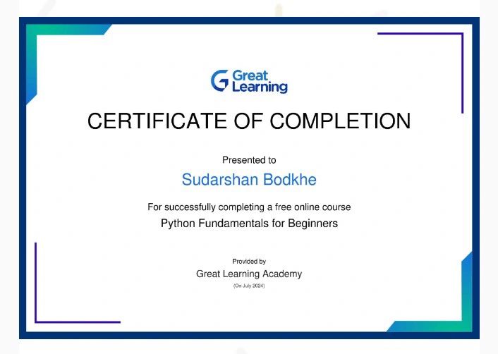 Sudarshan Bodkhe on LinkedIn: Python Basics Accomplished! Proudly ... Sudarshan Bodkhe on LinkedIn: Python Basics Accomplished! Proudly ...
