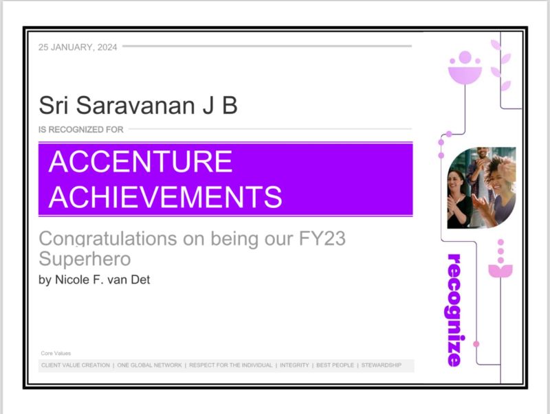 Sri Saravanan J B on LinkedIn: Excited to receive the SUPERHERO Award ... Sri Saravanan J B on LinkedIn: Excited to receive the SUPERHERO Award ...