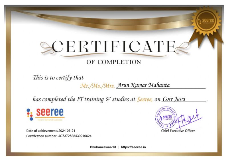 Arun Kumar Mahanta on LinkedIn: #corejava Arun Kumar Mahanta on LinkedIn: #corejava