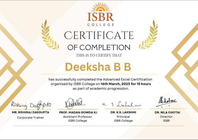 Deeksha B B on LinkedIn: #advancedexcel #isbrcollege #dataanalysis # ... Deeksha B B on LinkedIn: #advancedexcel #isbrcollege #dataanalysis # ...