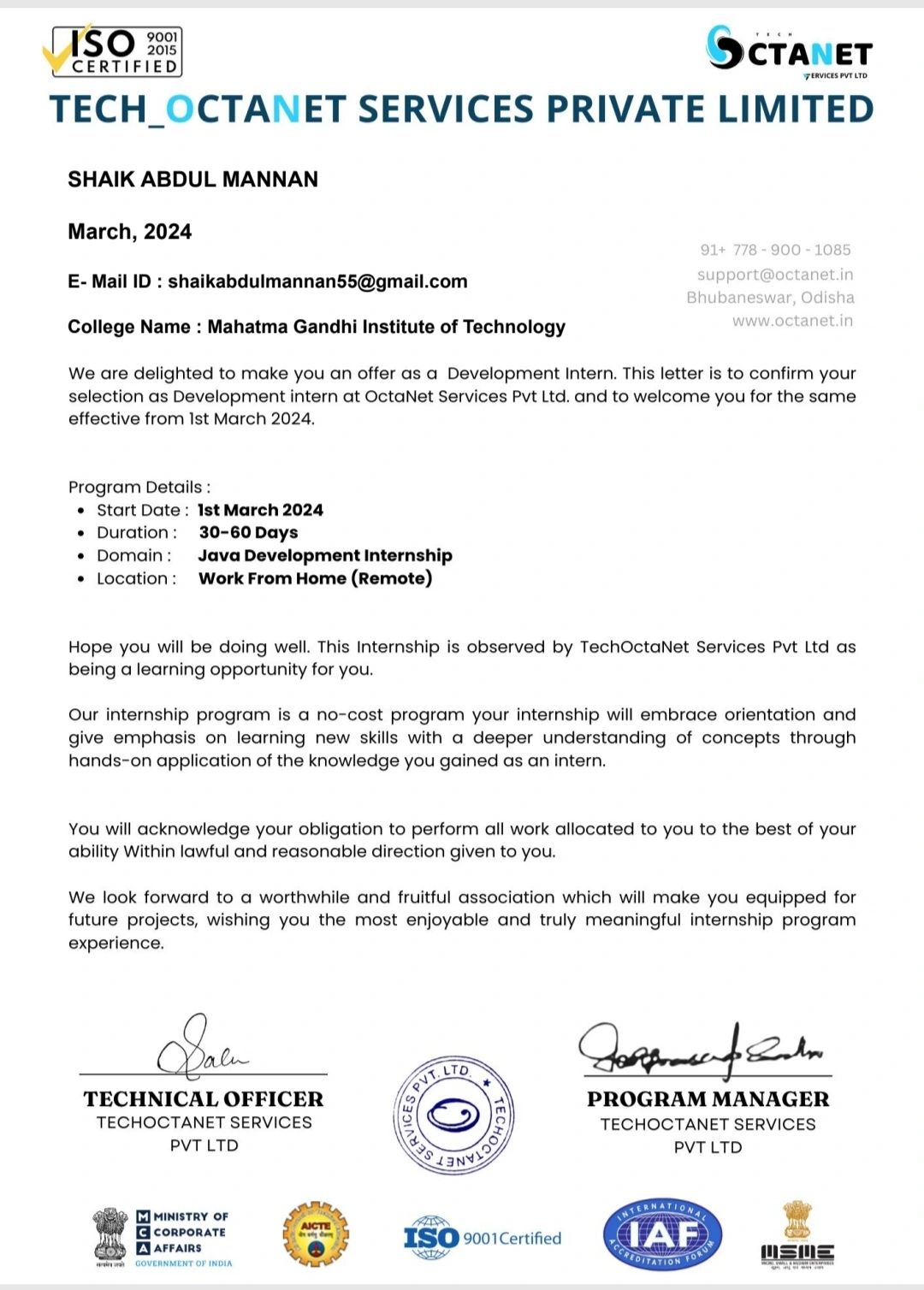 Shaik Abdul Mannan on LinkedIn: #internship #javadevelopment Shaik Abdul Mannan on LinkedIn: #internship #javadevelopment