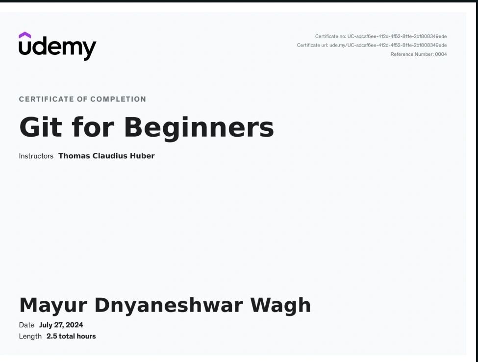 Mayur Wagh on LinkedIn: #git #versioncontrol #continuouslearning #udemy Mayur Wagh on LinkedIn: #git #versioncontrol #continuouslearning #udemy
