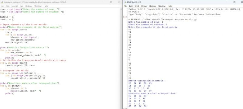 Create a python program to transpose a Matrix | Kartik Kumar Sharma ... Create a python program to transpose a Matrix | Kartik Kumar Sharma ...