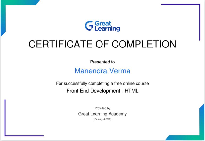 Manendra Verma on LinkedIn: #frontenddevelopment #certificationcomplete ... Manendra Verma on LinkedIn: #frontenddevelopment #certificationcomplete ...