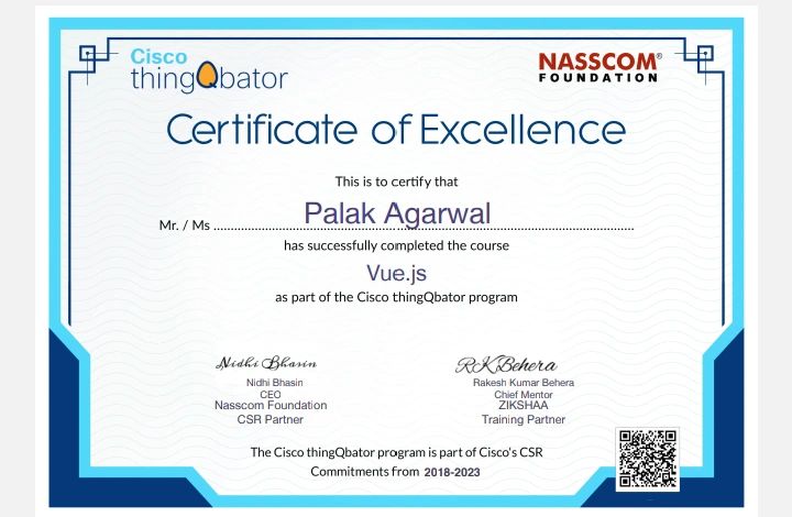 Palak Agarwal on LinkedIn: Thrilled to announce my completion of Vue.js ... Palak Agarwal on LinkedIn: Thrilled to announce my completion of Vue.js ...