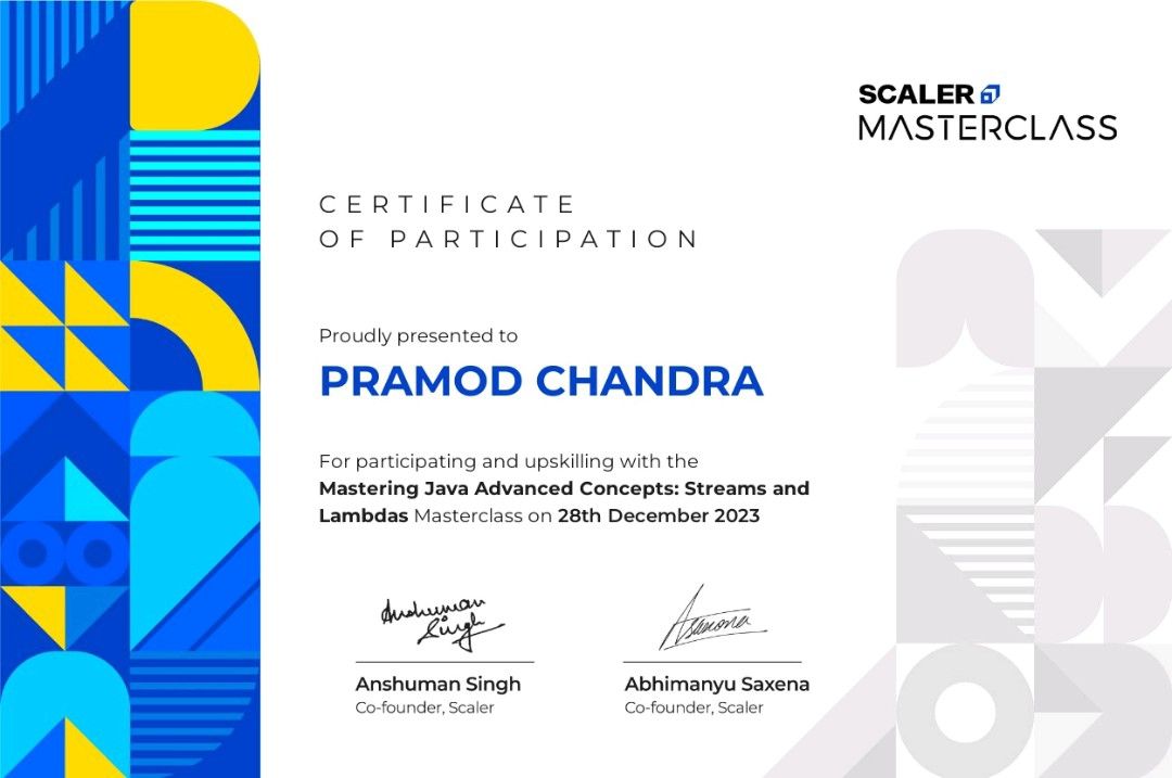 Attended a webinar on Java Streams and Lambdas | Pramod Chandra posted ... Attended a webinar on Java Streams and Lambdas | Pramod Chandra posted ...
